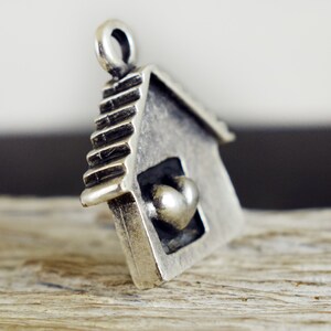 House Charm, Antique Silver House Heart Pendant 21x28mm, Love Heart ...