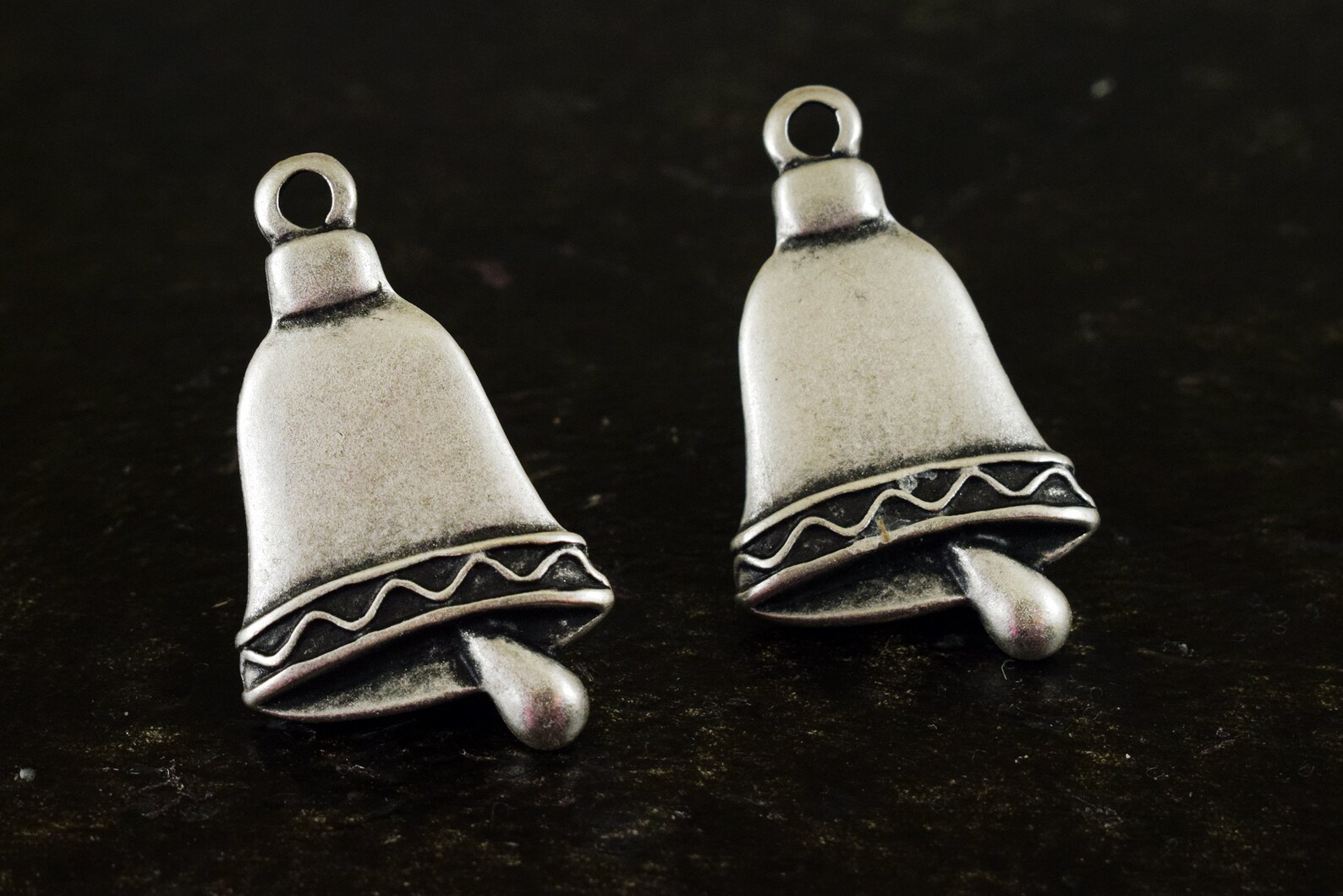 Bell Pendant Large Bell Charm With Chimer Antique Silver - Etsy