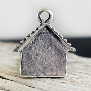 House Charm, Antique Silver House Heart Pendant 21x28mm, Love Heart ...