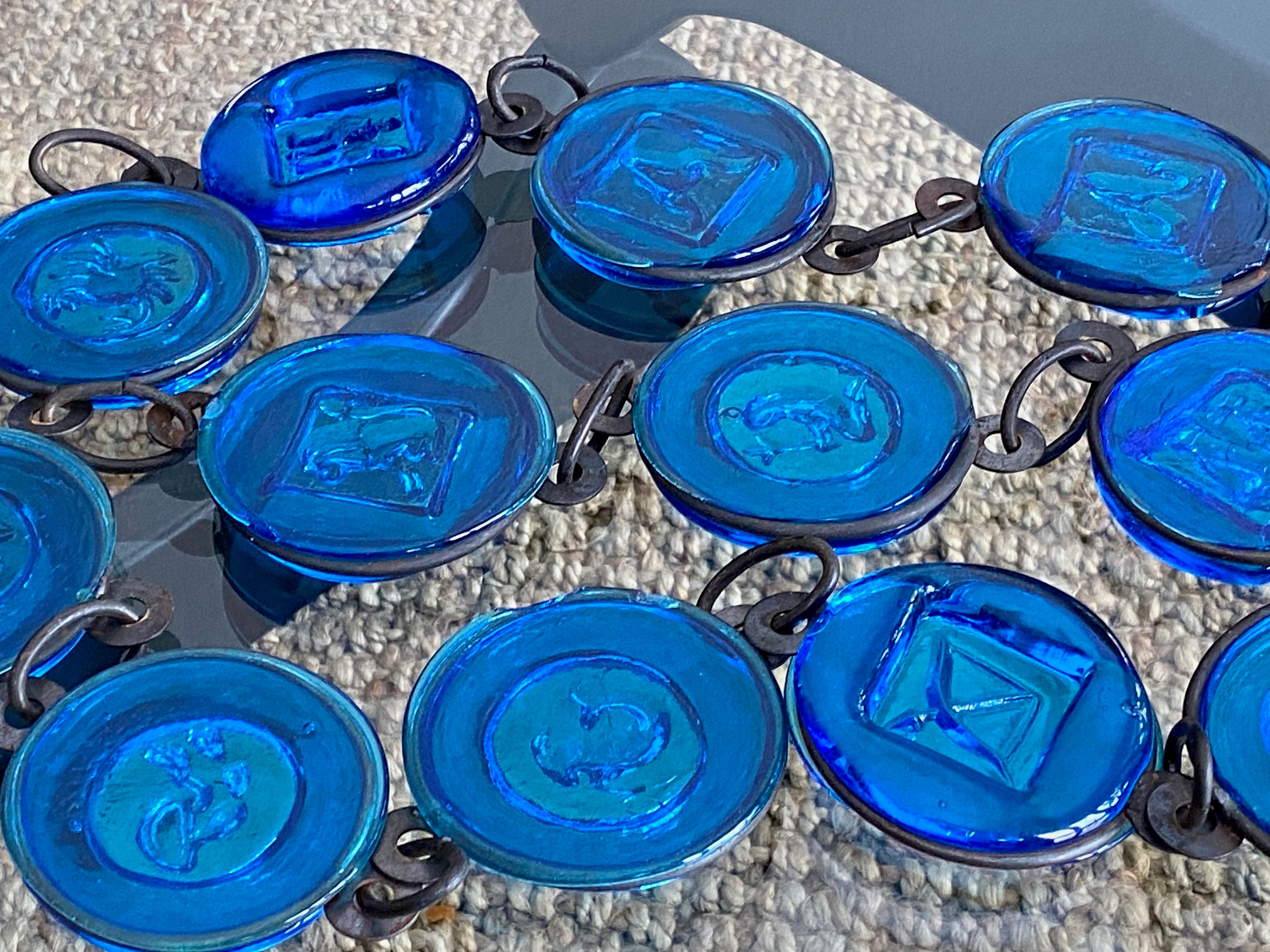Rare Erik Hoglund Hanging Blue Glass Zodiac Medallions Sweden 12 - Etsy
