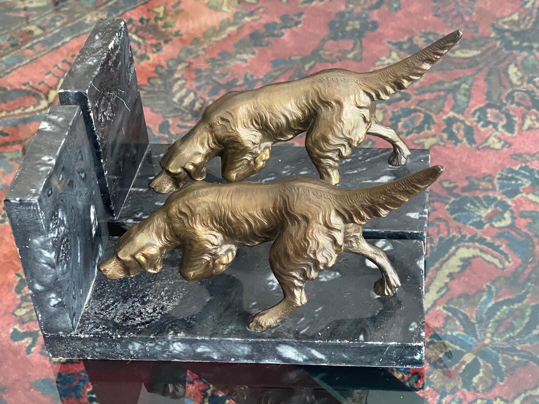 Pair Art Deco Bronze Marble Irish Setter Pointer Dogs Bookends - Etsy