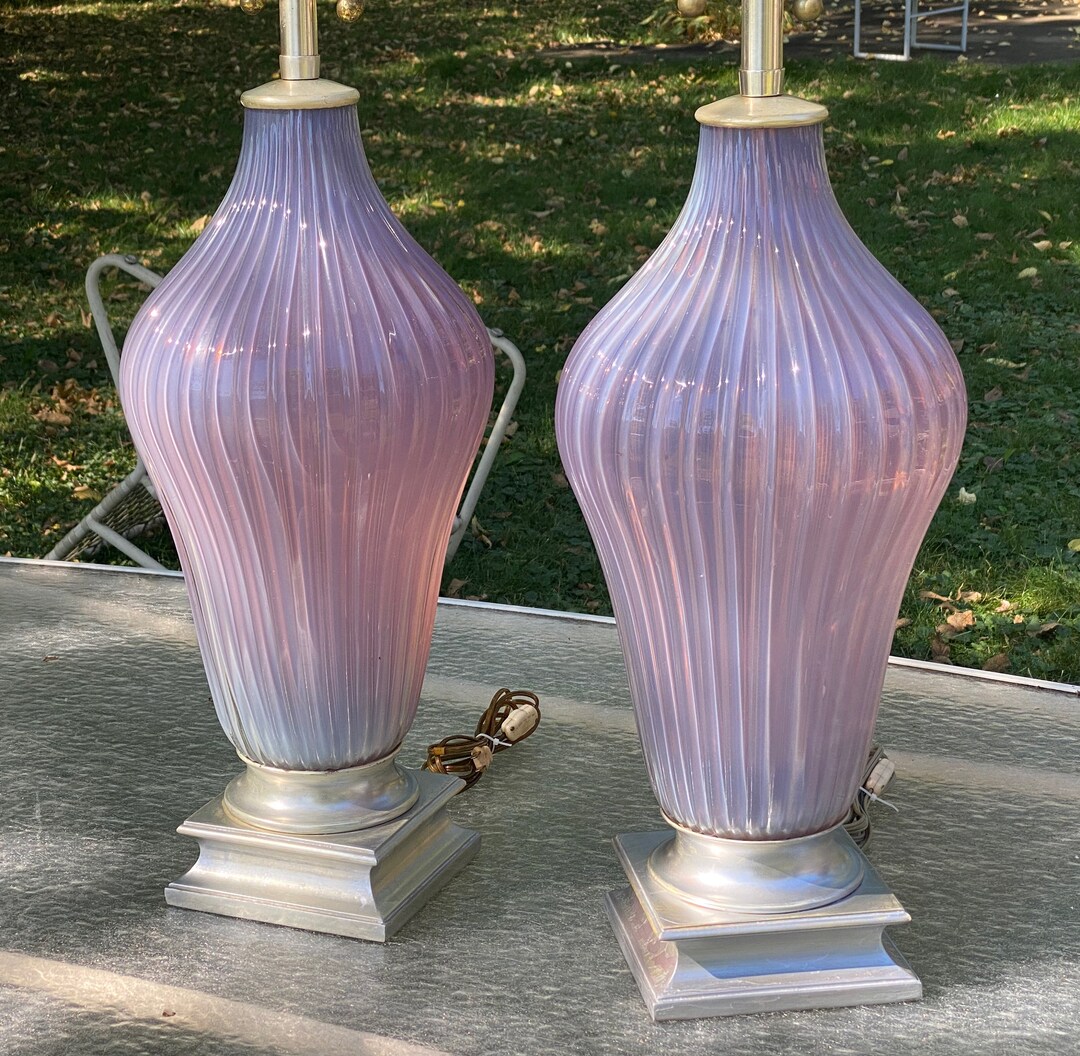 Pair Tall Vintage Marbro Venetian Glass Lamps - Etsy