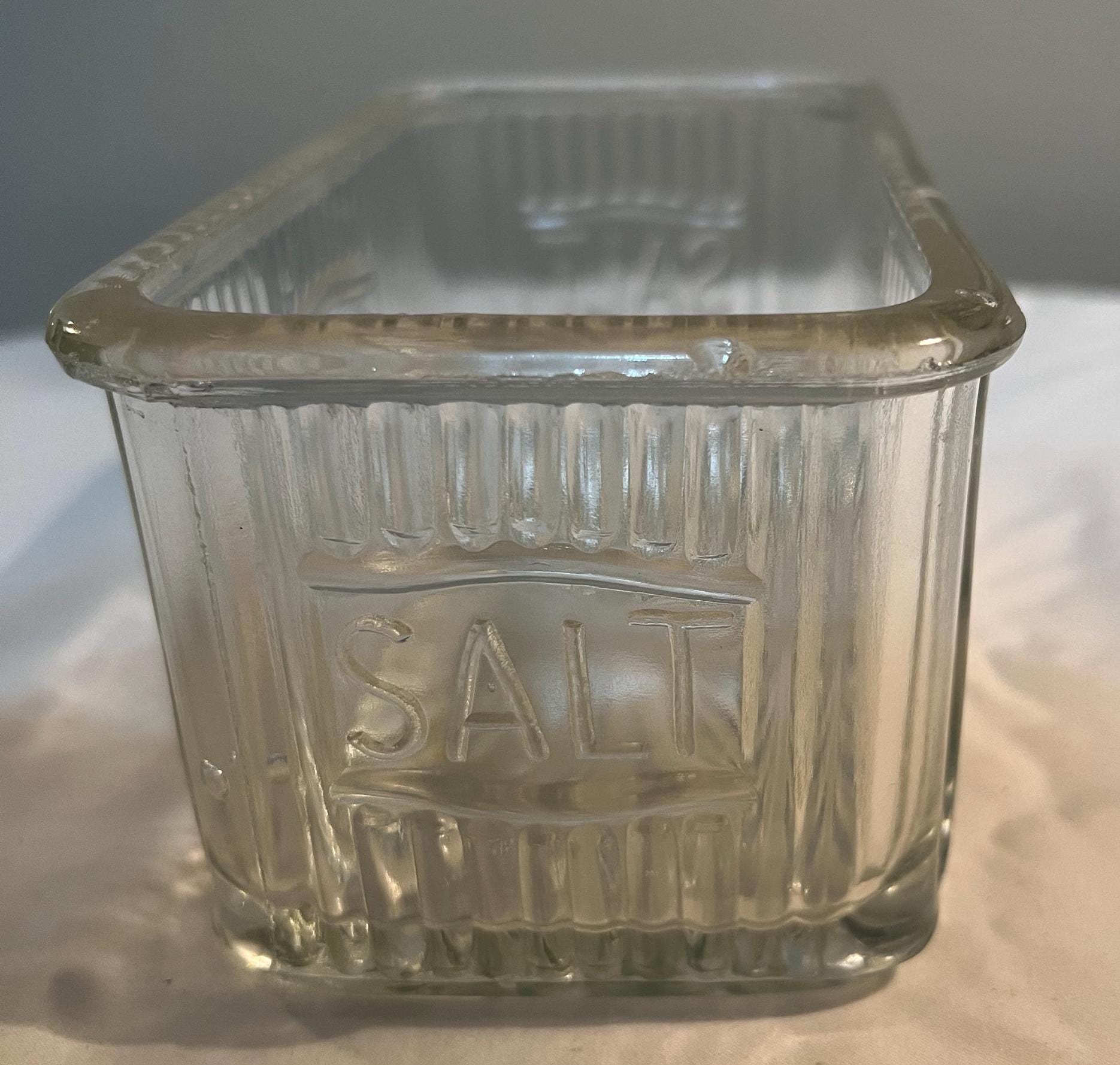 Vintage Ribbed Glass Salt Cellar Salt Box Clear Container - Etsy