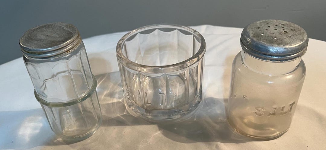 Vintage Depression Glass Salt Shaker Collection: Fire King Bowl ...