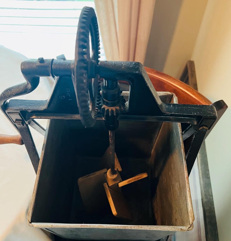 Antique Butter Churn, Primitive Churn Metal Tin Americana With Stand ...