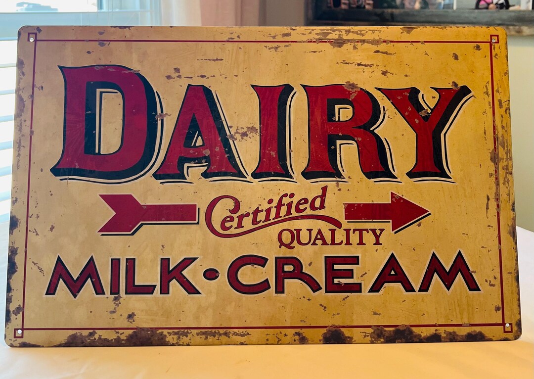 Vintage Dairy Certified Quality Milk - Cream Sign - Etsy