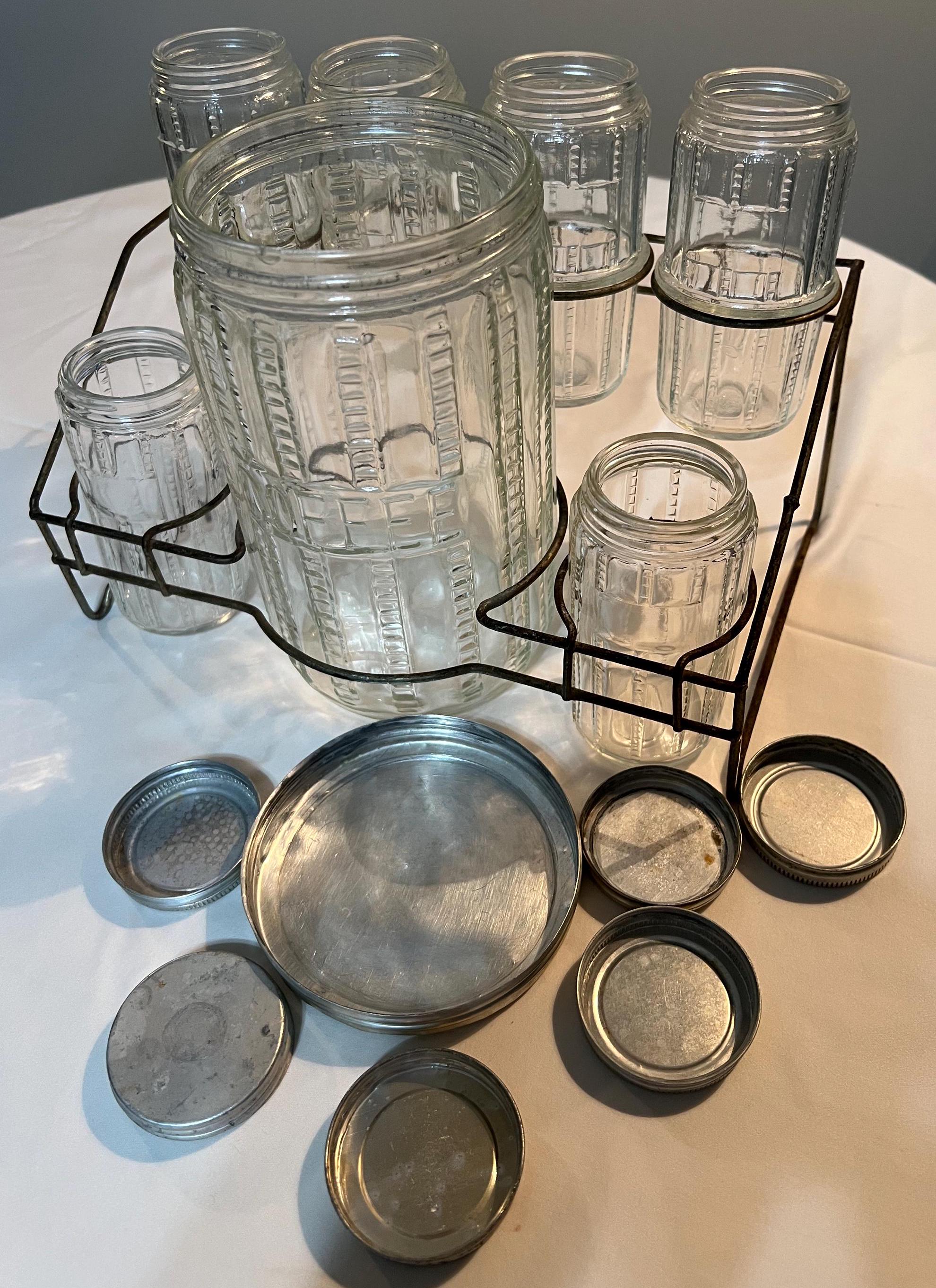 1920s Hoosier Cabinet Wire Spice Rack With Spice and Coffee Jars ...