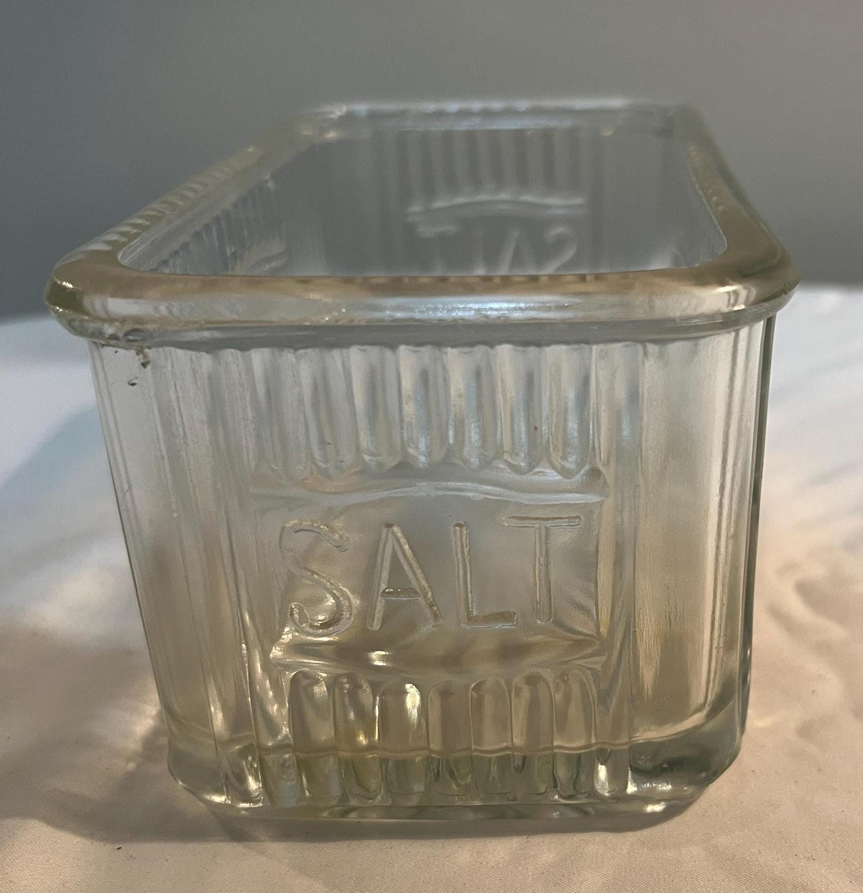 Vintage Ribbed Glass Salt Cellar Salt Box Clear Container - Etsy