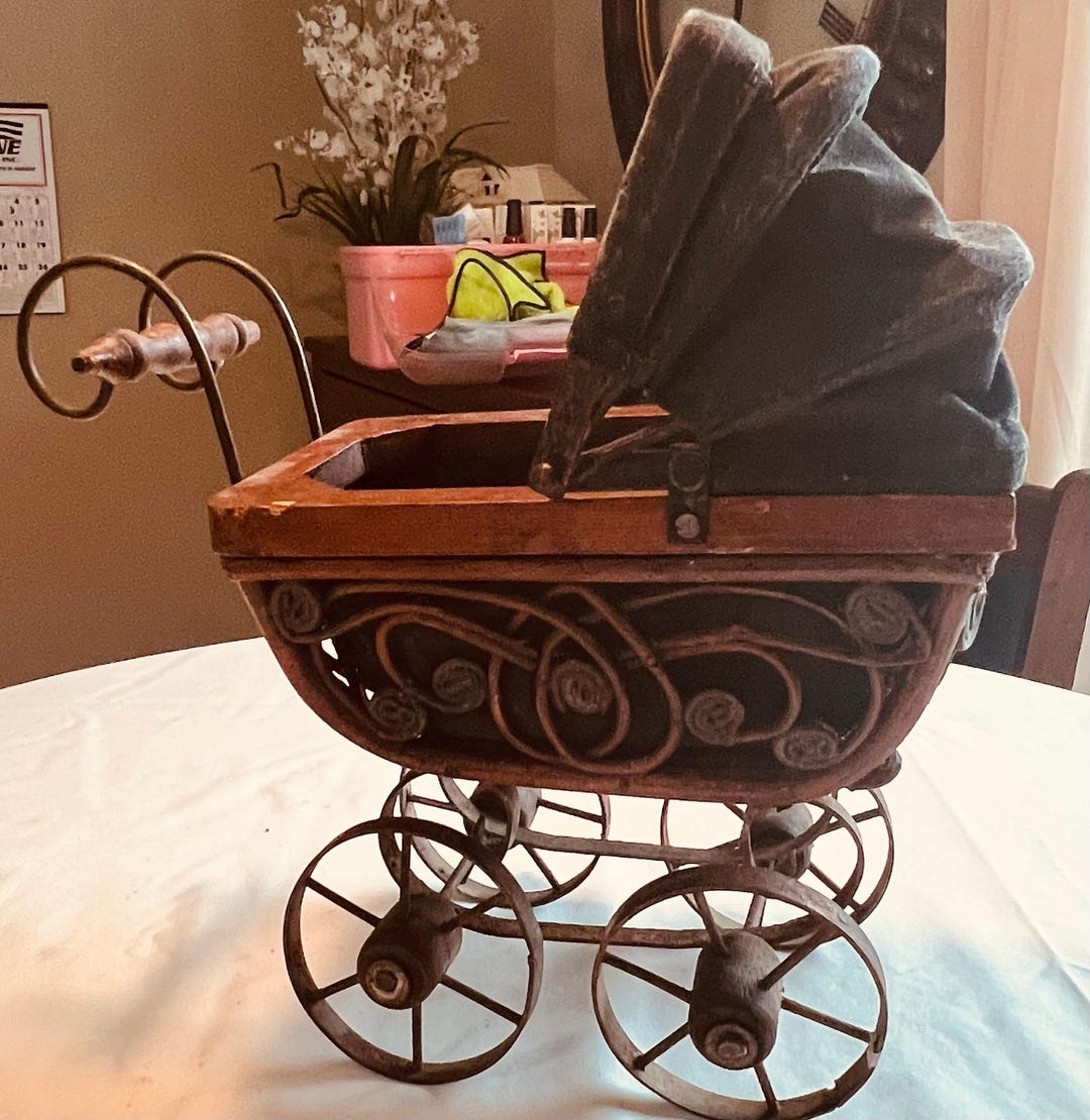 Antique Wicker Doll Pram: Brown & Black Carriage, Photography Prop - Etsy