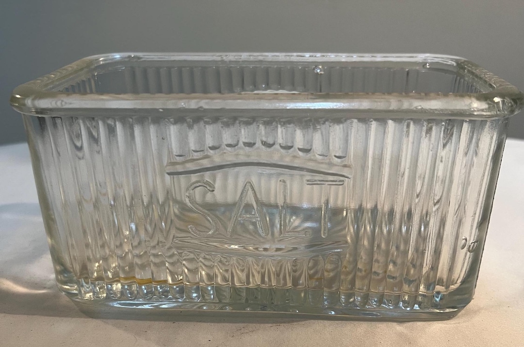 Vintage Ribbed Glass Salt Cellar Salt Box Clear Container - Etsy