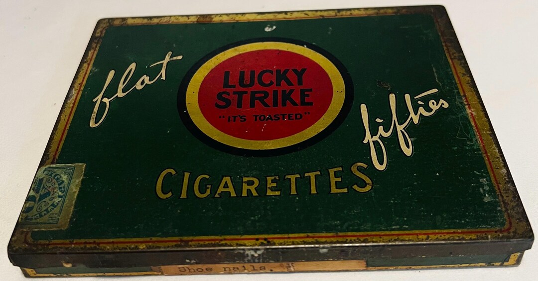 Vintage Lucky Strike Flat Fifties Cigarettes "it's Toasted" Empty Tin ...