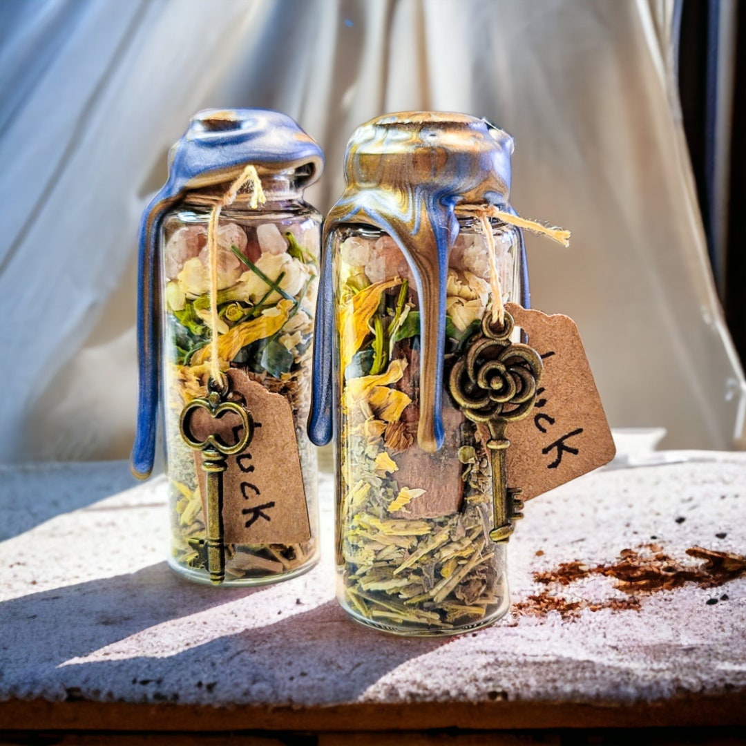 Good Luck Spell Bottle - Lucky Spell Jar - Beginner Witchcraft Crystals ...