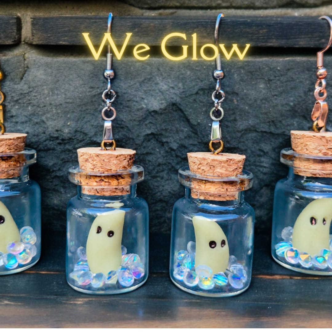 Ghost in a Jar Earrings - Glow in the Dark - Gothic Spooky Jewelry ...