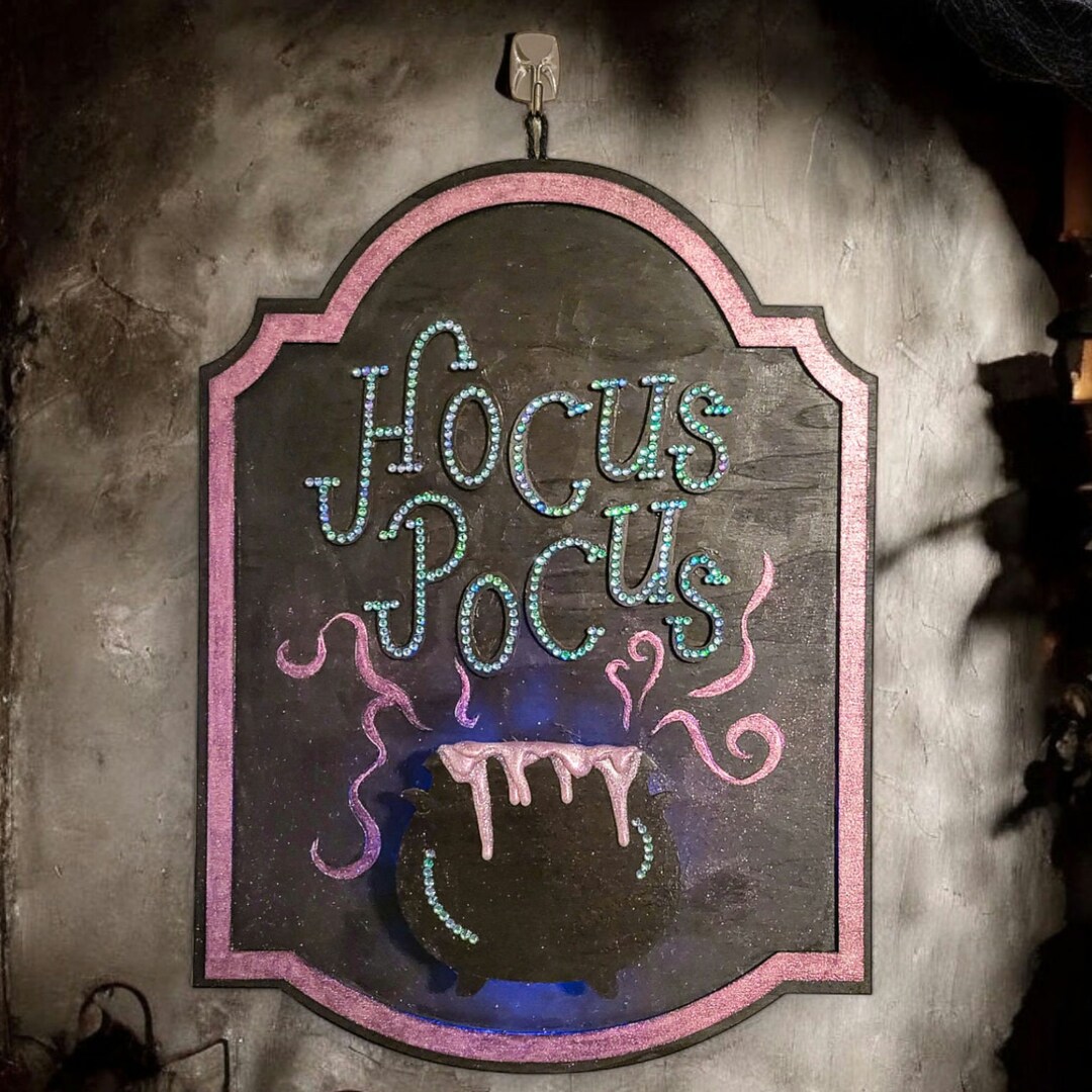Hocus Pocus Illuminated 3D Wooden Sign With LED Cauldron - 15.6 ...