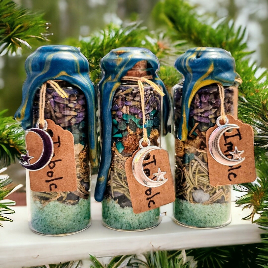 Imbolc Altar Jar: Spring Rebirth Spell Bottle With Green Witches Salt ...