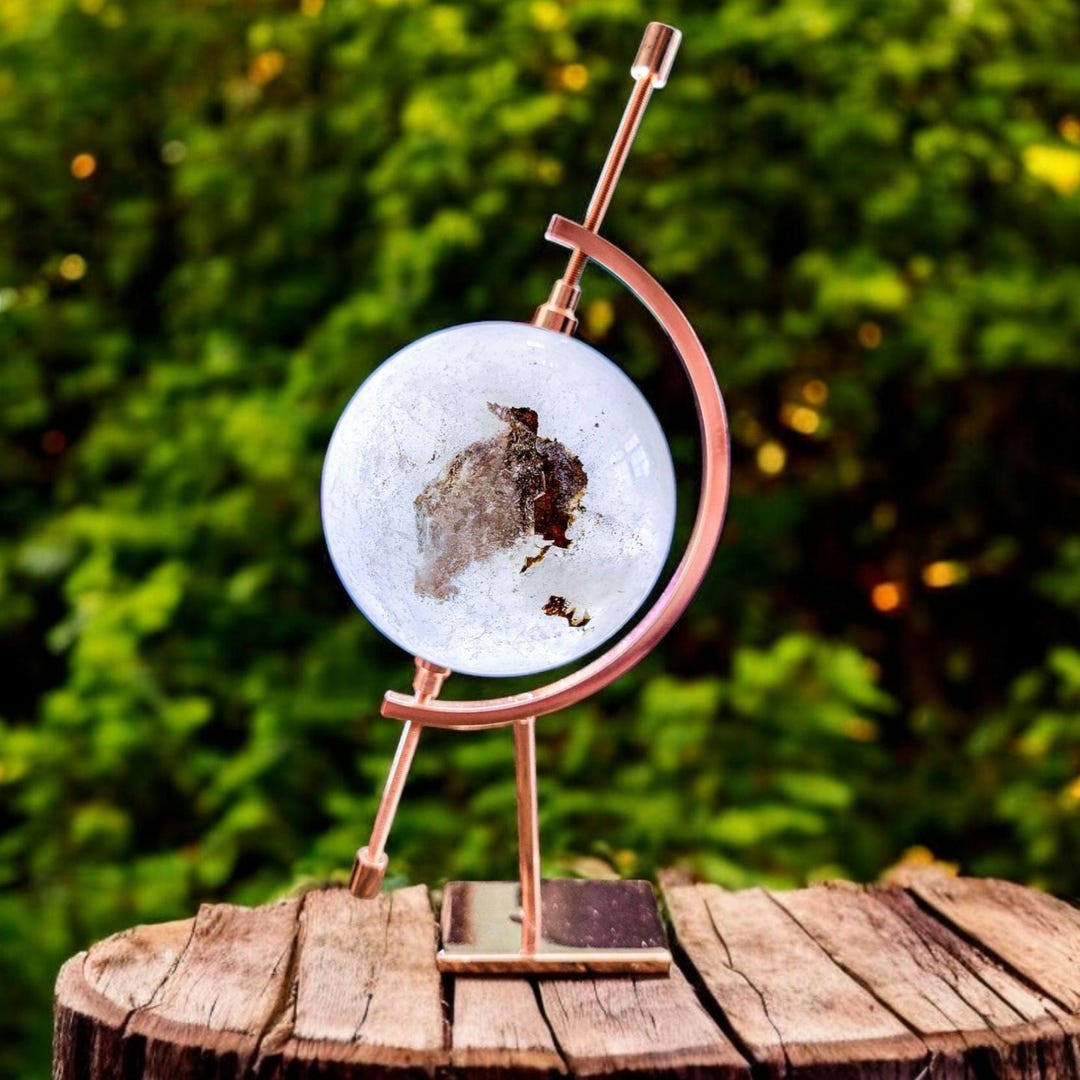 Garden Quartz Sphere With Caliper Globe Stand Unique Crystal Holder - Etsy