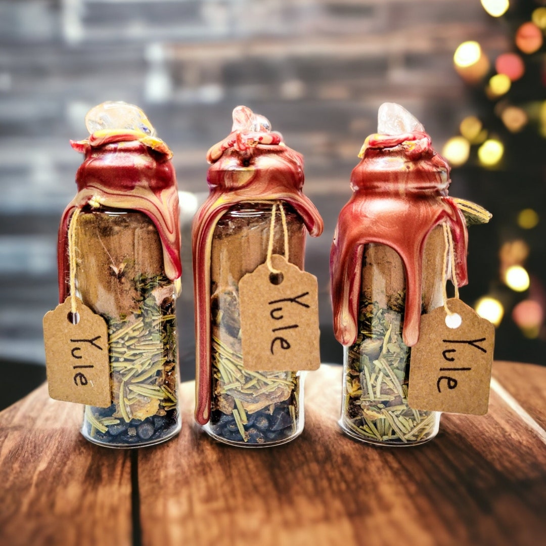 Yule Spell Bottle and Altar Intention Jar - Winter Solstice Celebration ...