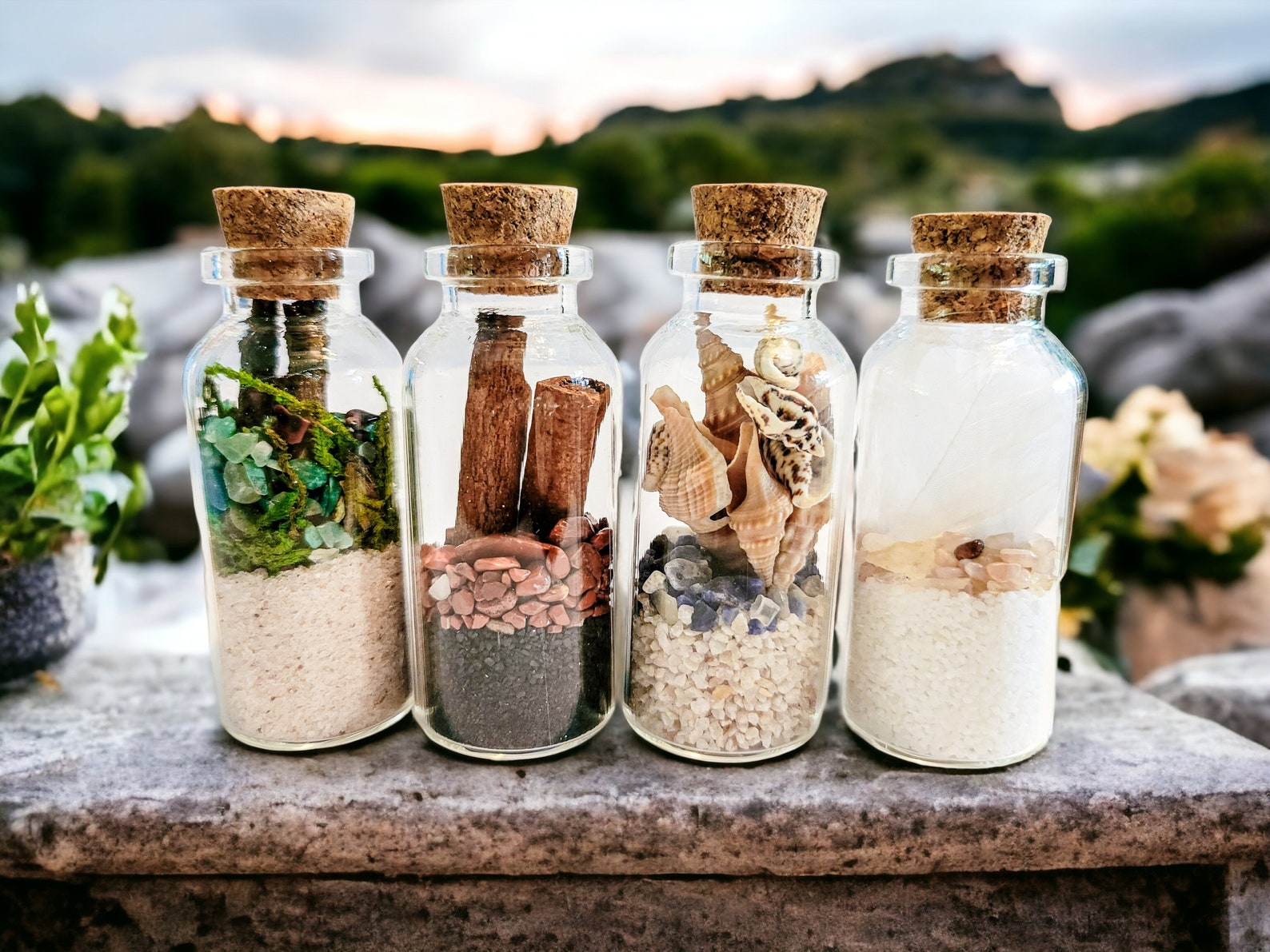 4 Elements Spell Jars Set - Earth, Air, Fire, Water: Perfect for Altar ...