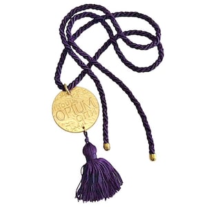 VTG YSL Yves Saint Laurent Opium Gold Medallion Coin Tassel Pendant ...