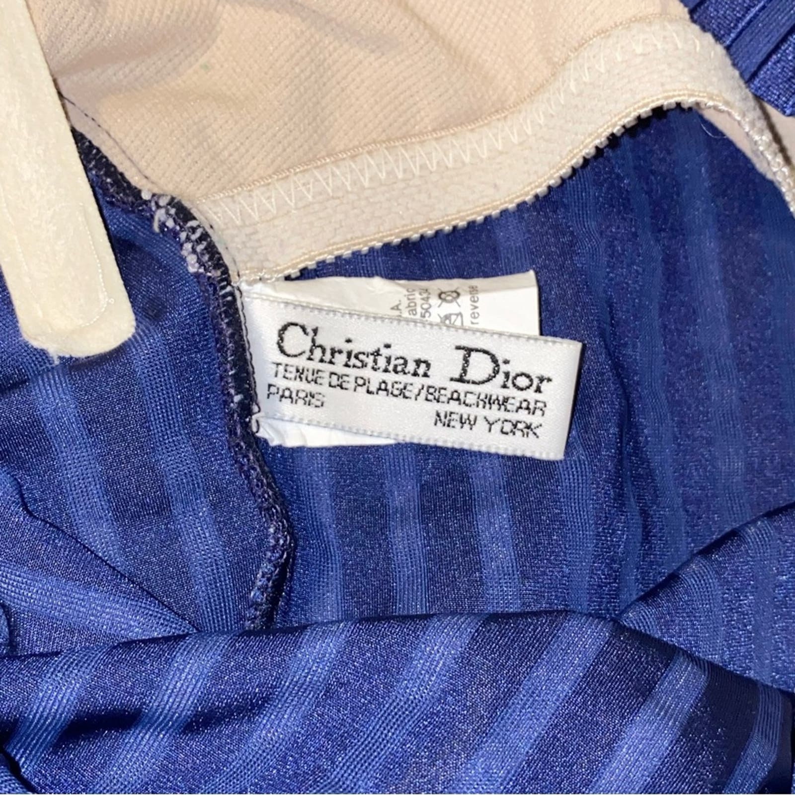 AUTH VTG Christian Dior Monogram Logo Ribbed Halter Strapless One Piece ...
