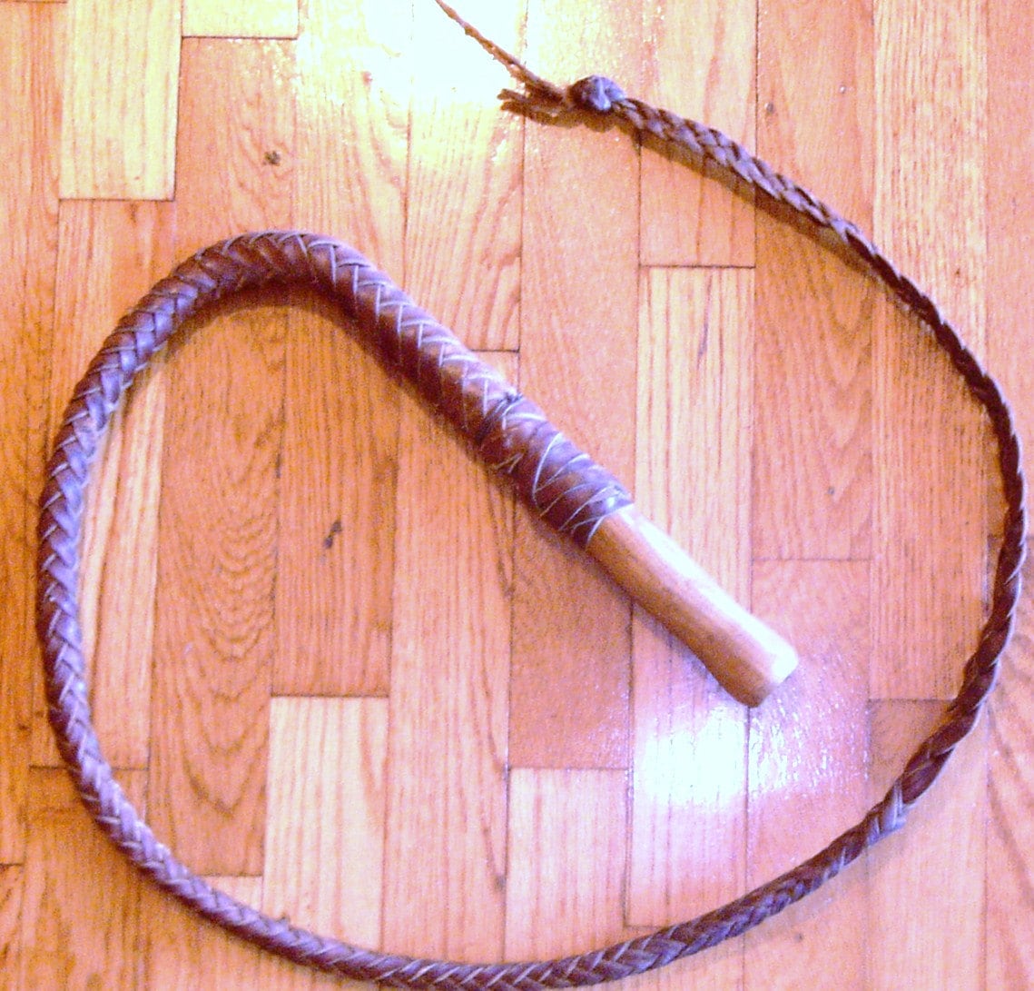 Braided Leather Whip/Bullwhip Oak Handled 6 Foot Whip | Etsy