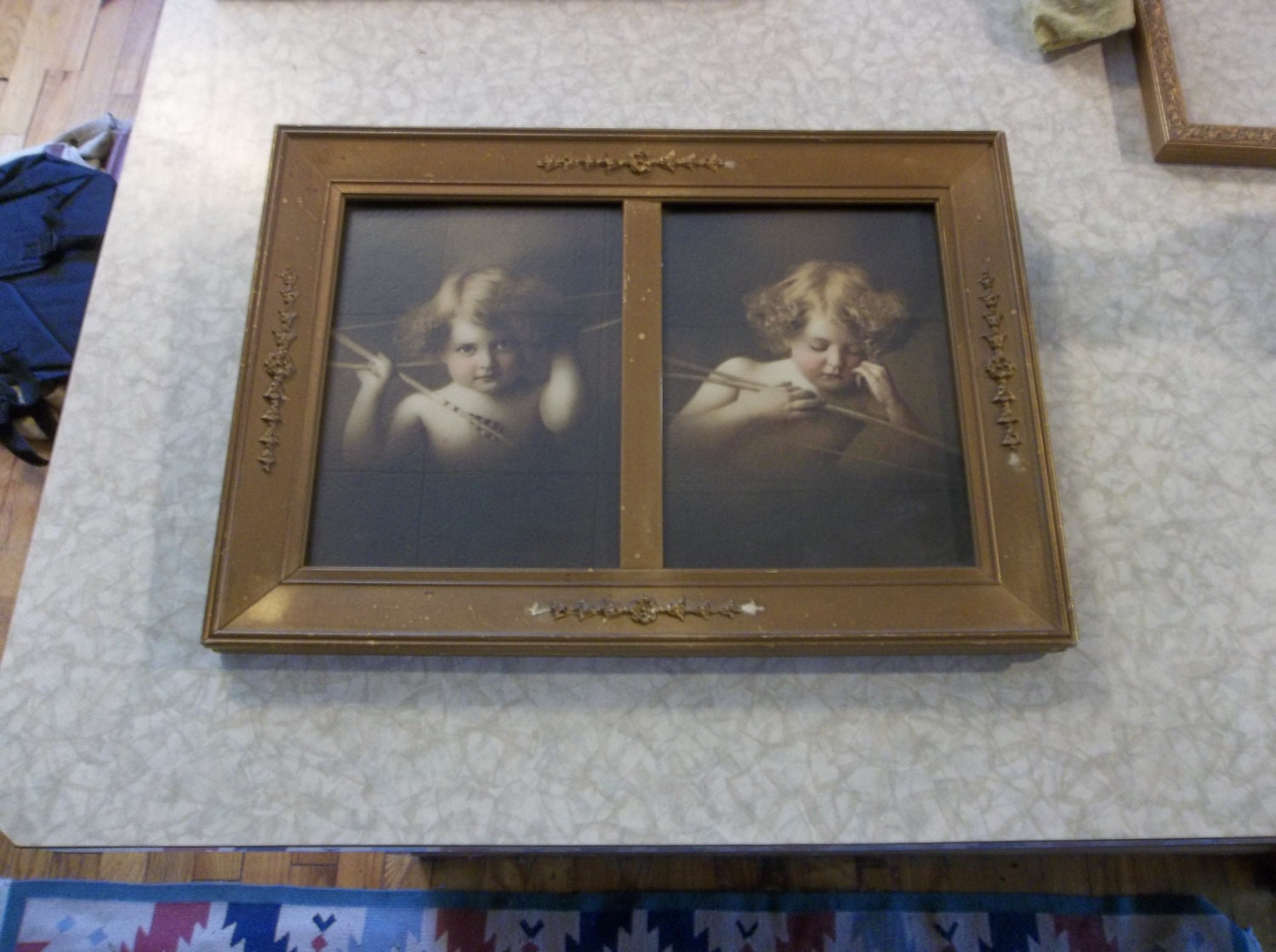 Antique cupid Awake and Asleep M.B. Parkinson Prints, Divided Frame ...