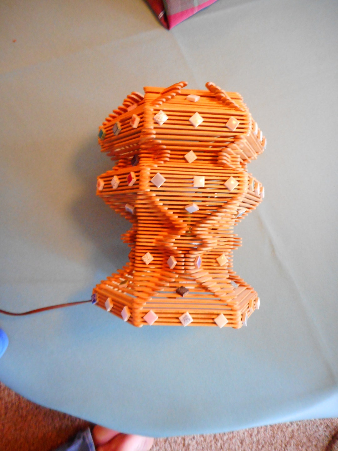 Popsicle Stick Tramp Art Lamp, Vintage Mid-century Folk Art Lamp - Etsy