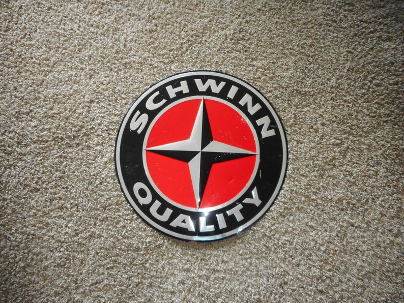 Vintage "schwinn Quality" Metal Bicycle Sign, Large Round Schwinn Sign ...