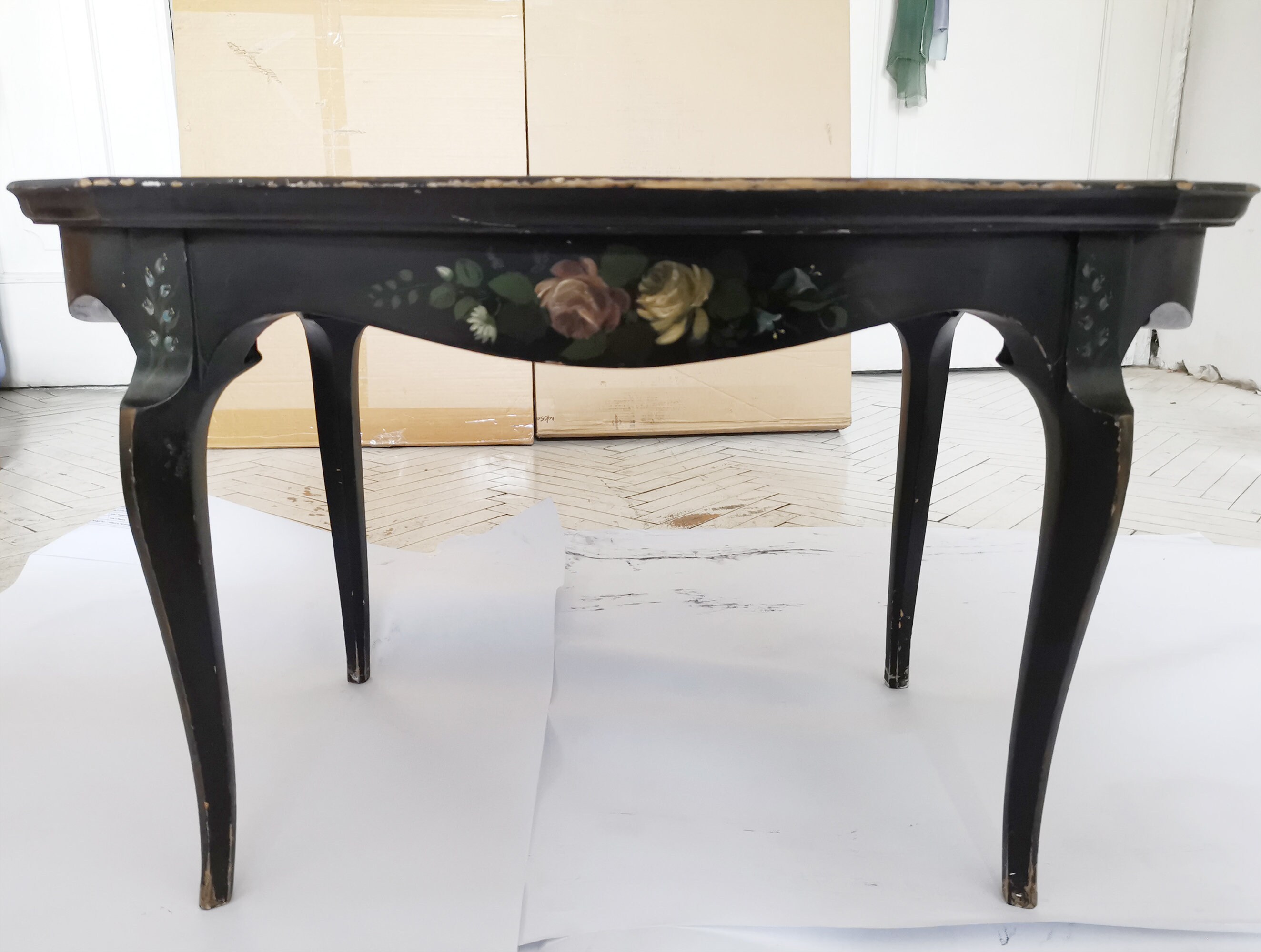 Rare Antique Greek Ellipse Coffee Table, Vintage Wooden Table Painted ...