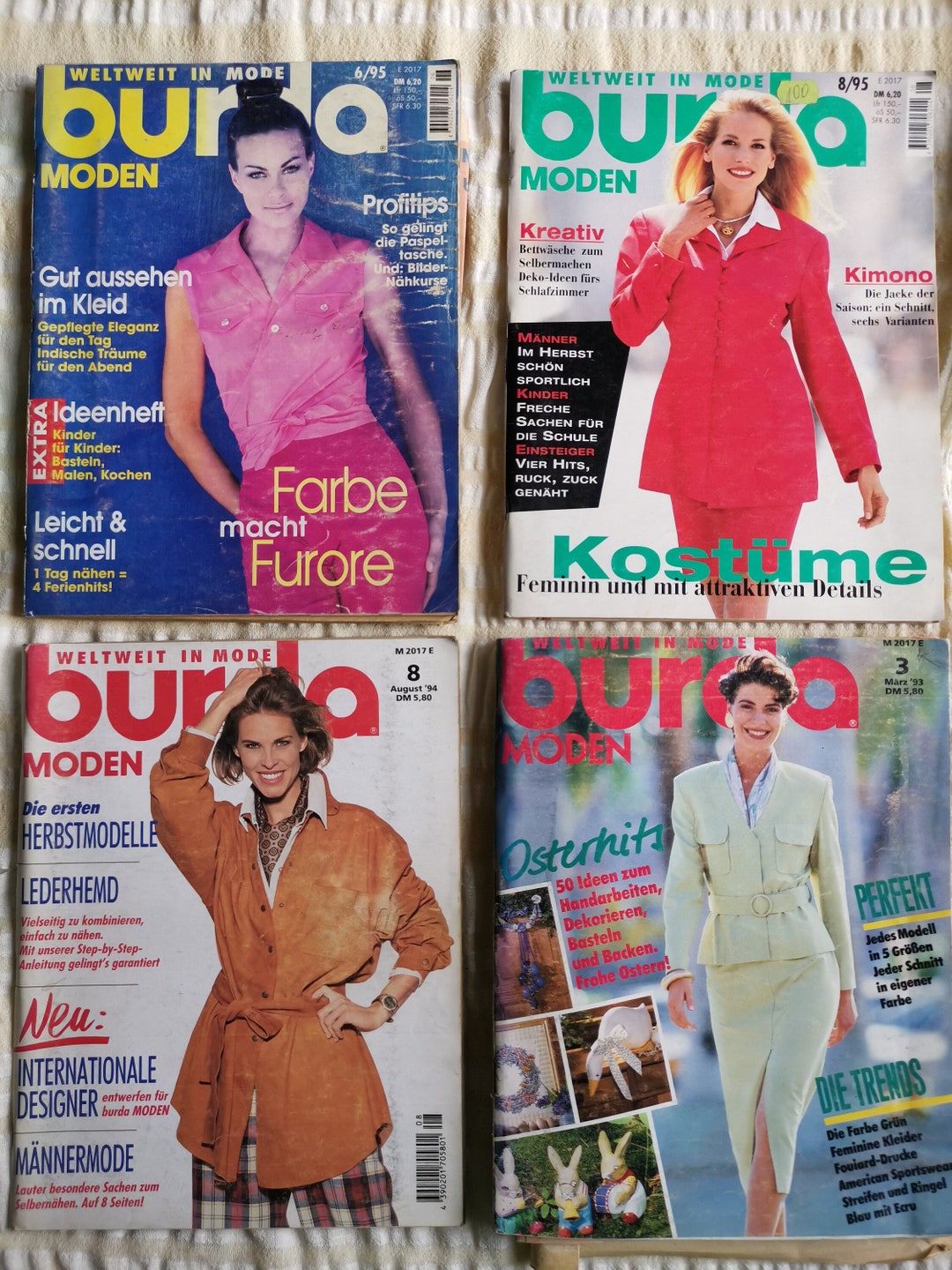Lot of 4 Burda Magazines, Vintage Burda , Vintage Fashion Magazine ...