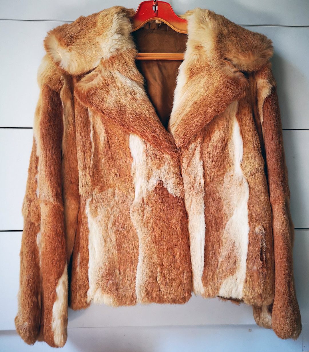80s Gorgeous Ginger Red Rabbit Fur Coat Bohemian Real Fur Jacket Small ...