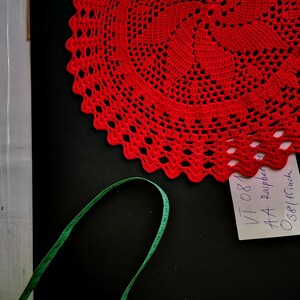 Vintage Crochet Doily, Raspberry Red Handmade Doilies, Table Runner ...