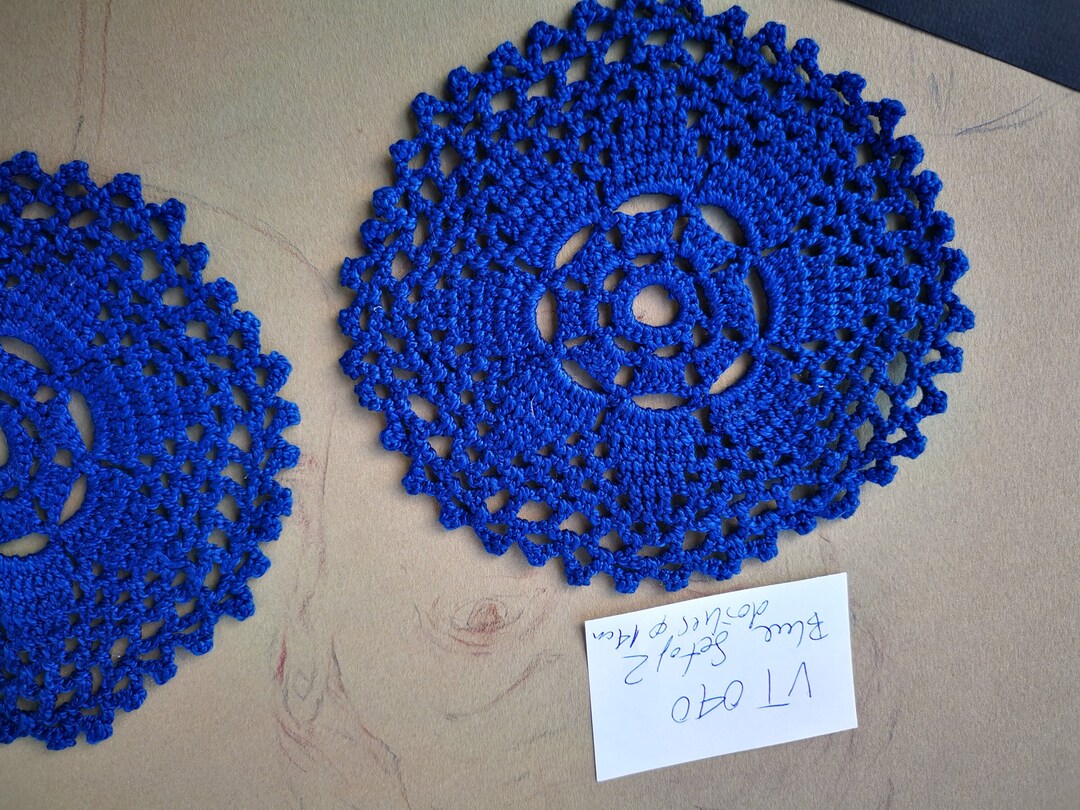 Set of 2 Vintage Crochet Lace Doilies, Handmade Mini Tablecloth ...