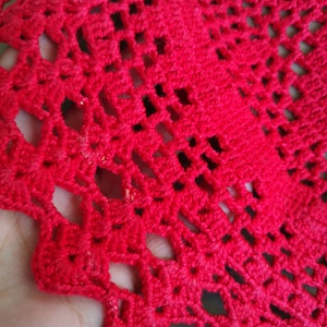 Vintage Crochet Doily, Raspberry Red Handmade Doilies, Table Runner ...