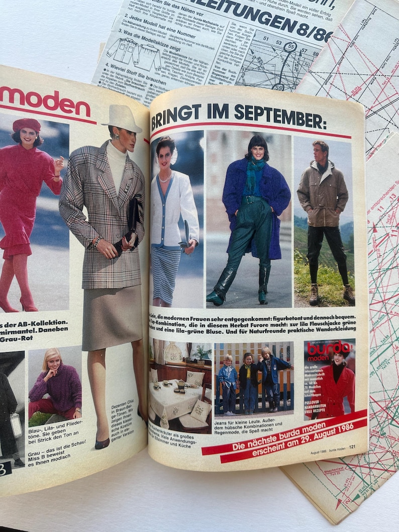 Vintage Burda Sewing Magazine - August 1986 German Edition - Etsy