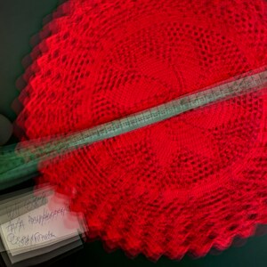 Vintage Crochet Doily, Raspberry Red Handmade Doilies, Table Runner ...