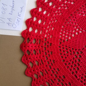 Vintage Crochet Doily, Raspberry Red Handmade Doilies, Table Runner ...