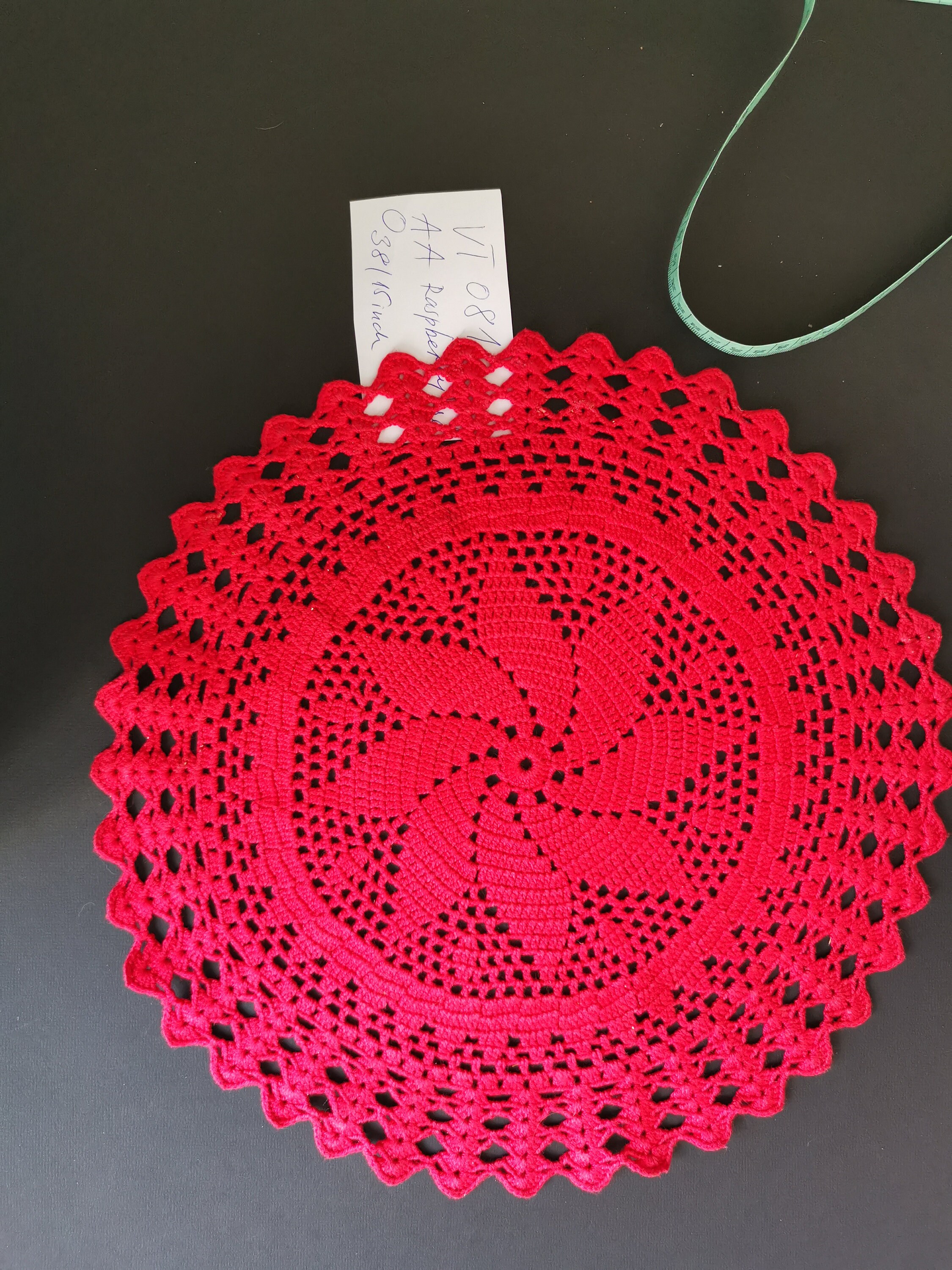 Vintage Crochet Doily, Raspberry Red Handmade Doilies, Table Runner ...