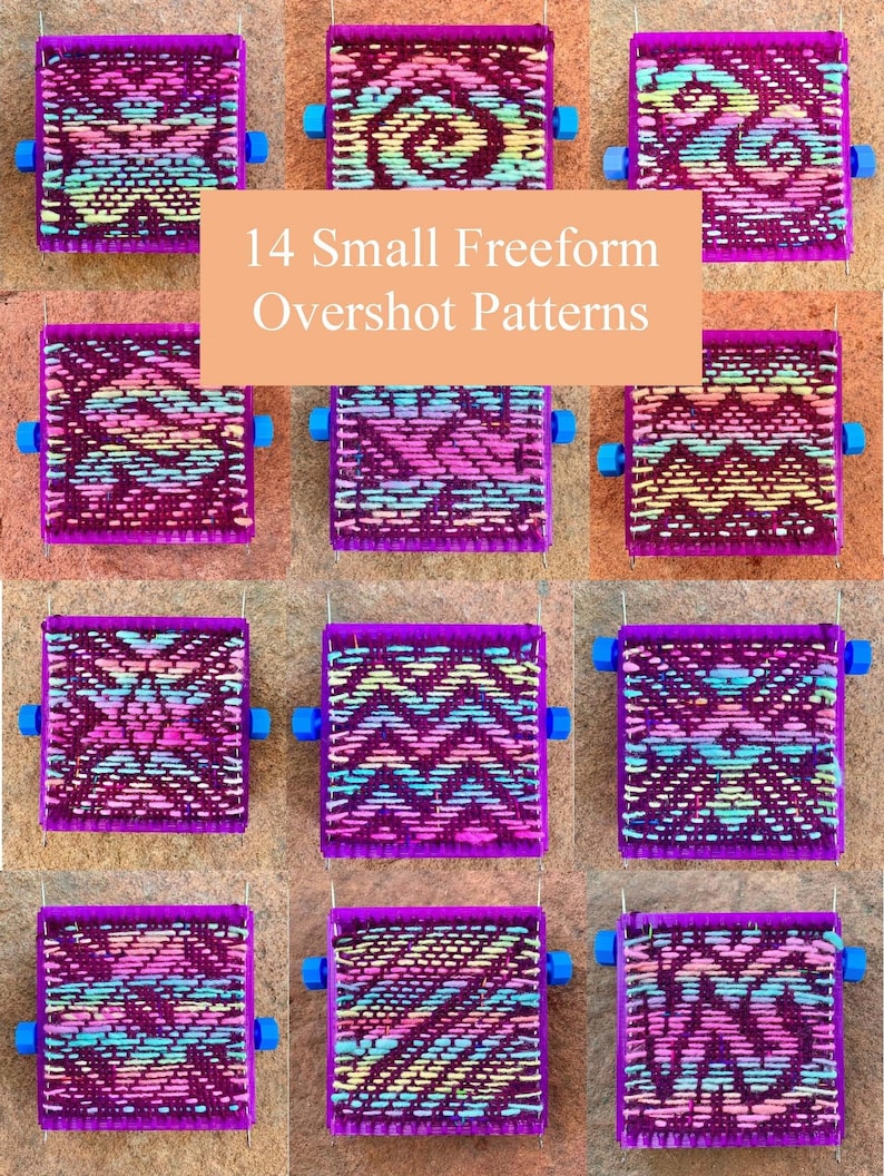 Ebook 14 Small Freeform Overshot Pattern Charts: Spirals, Checkers, Animal Motifs, Zigzags, More ...