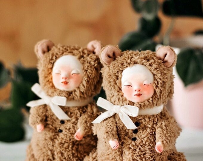 Artist Teddy Bear Art Doll With a Sculpted Face / - Etsy