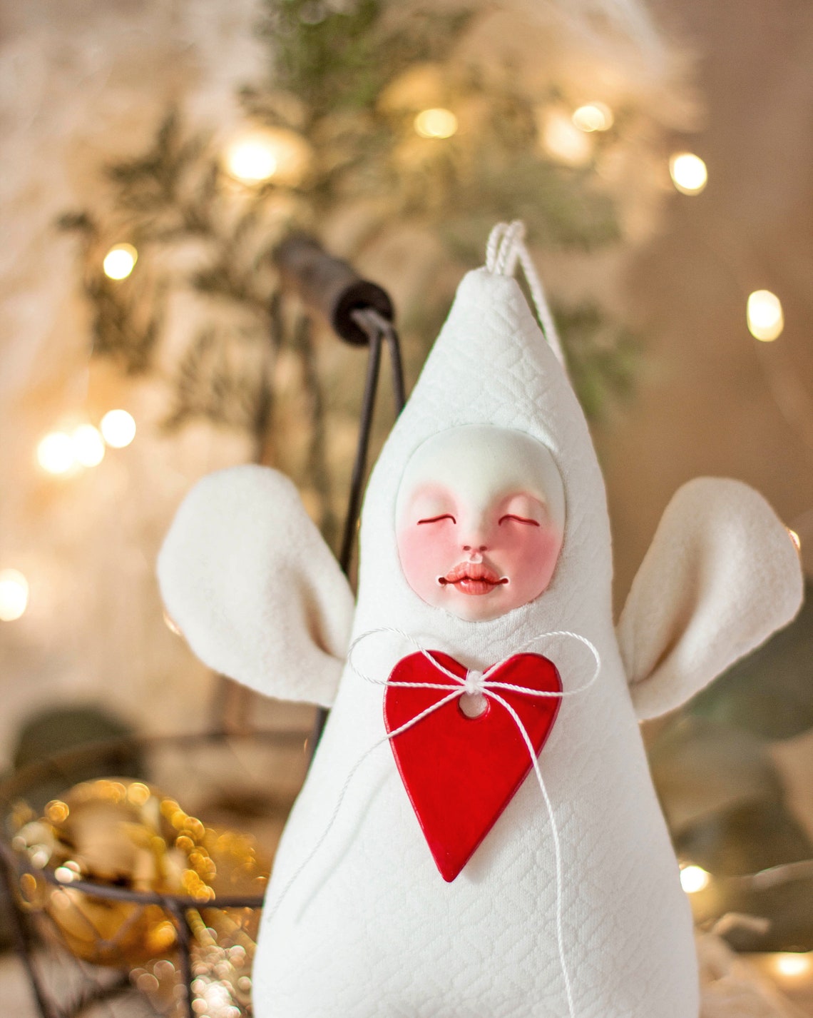 Baby Angel Figurine With a Heart Ornament Guardian Angel - Etsy