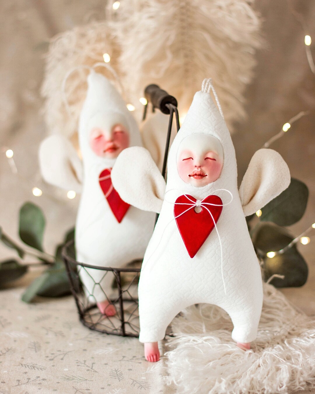 Baby Angel Figurine With a Heart Ornament Guardian Angel, Art Doll ...