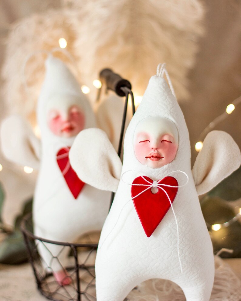 Baby Angel Figurine With a Heart Ornament Guardian Angel - Etsy