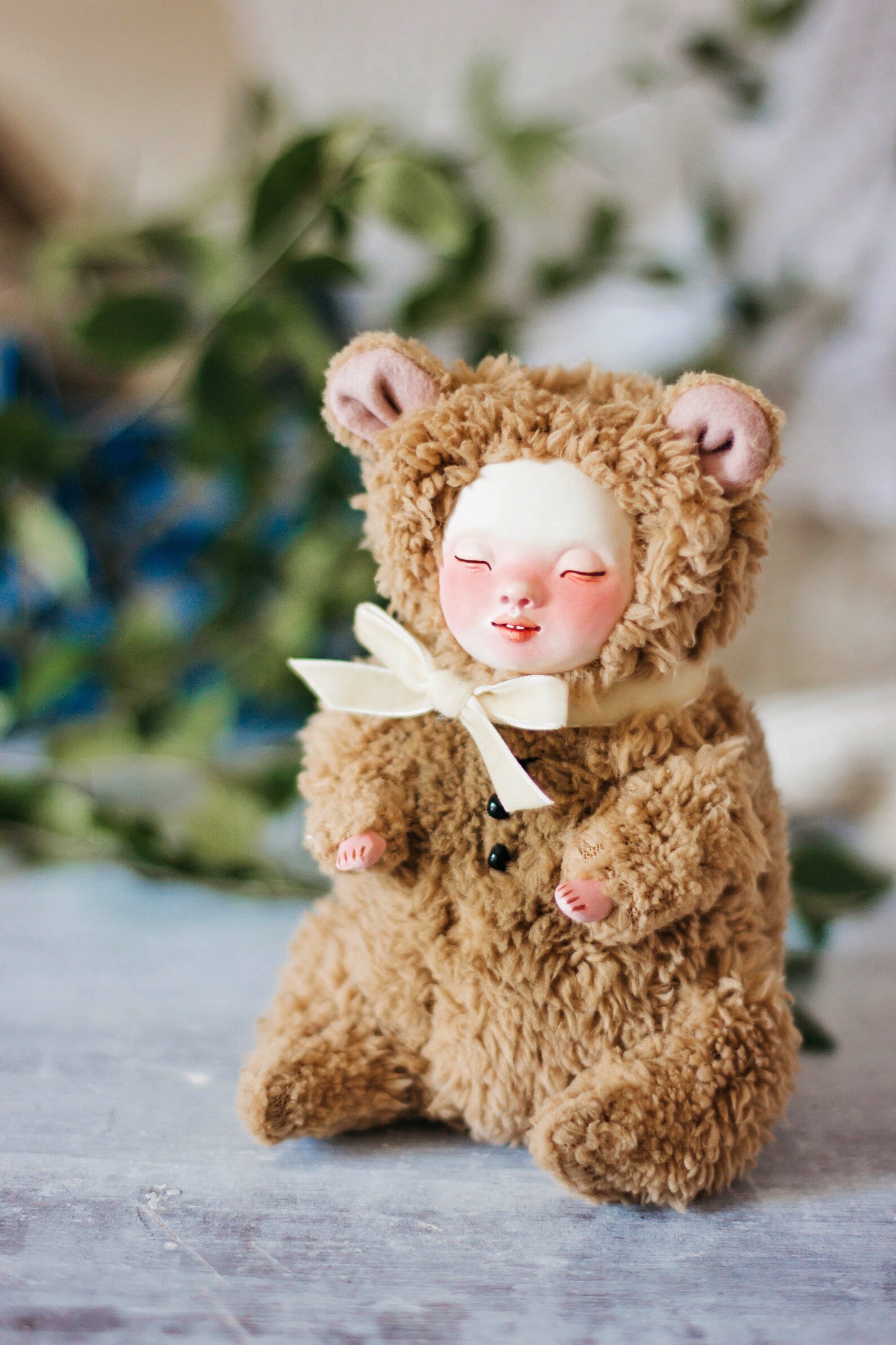 Artist Teddy Bear Art Doll With a Sculpted Face / - Etsy