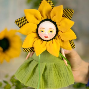 Bright Sunflower Art Doll - Nature-inspired Collectible Doll - Etsy