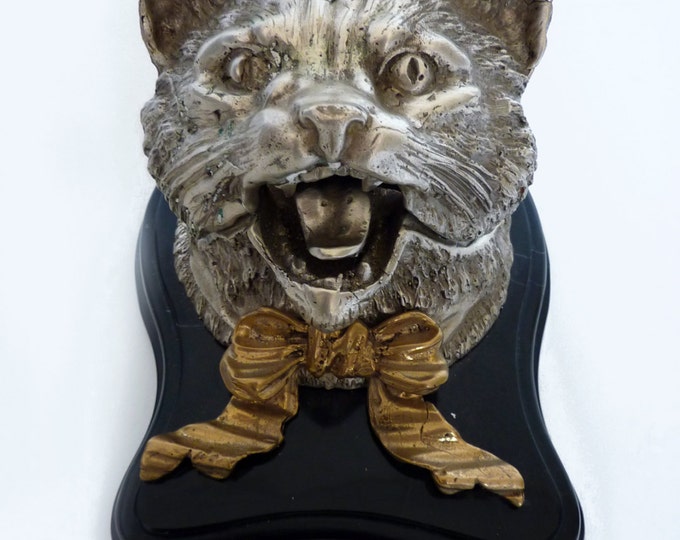 Antique Cat Head Inkwell Victorian Cat Cat Lover Gold Bow - Etsy