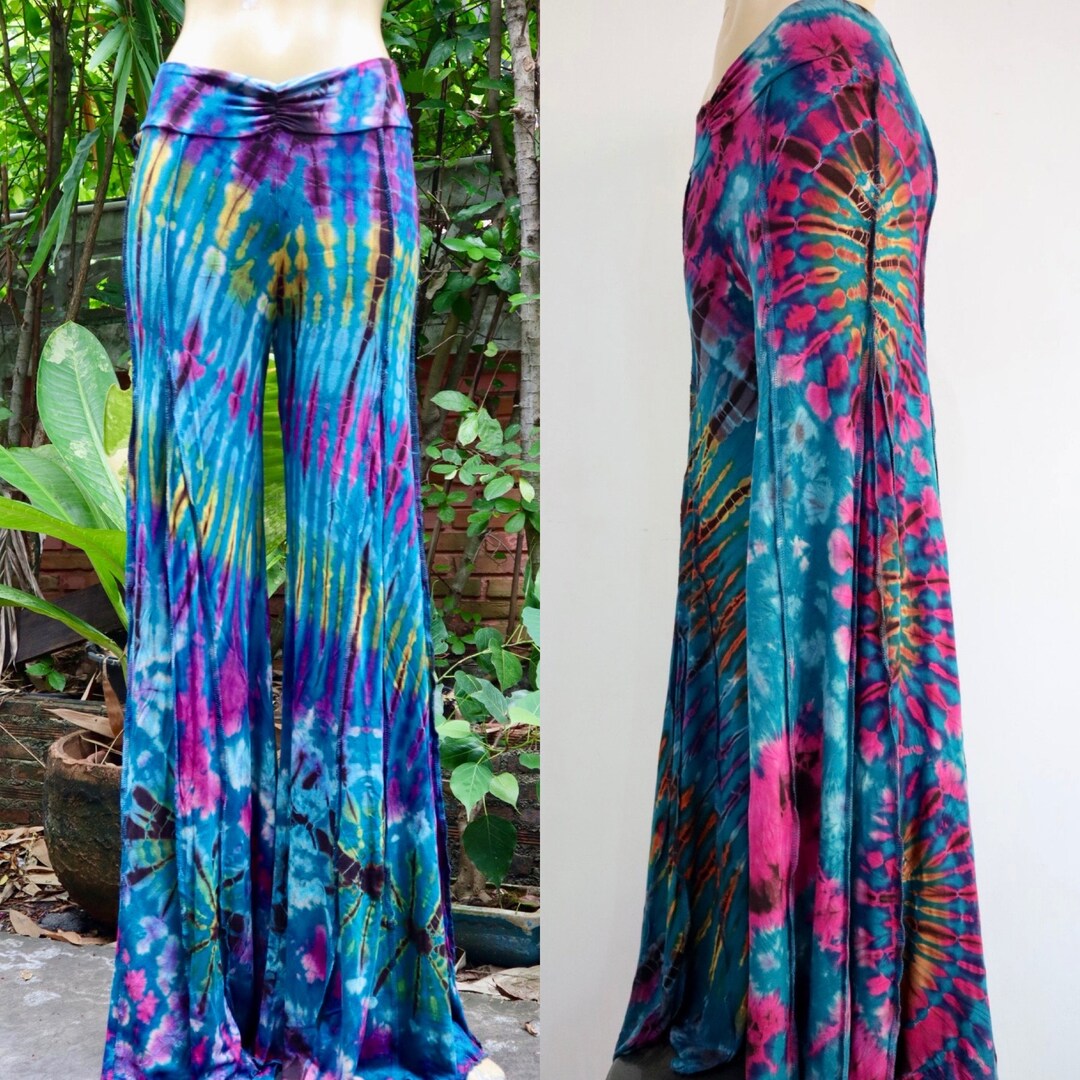 Festival Tiedye Flare Rainbow Pants - Etsy