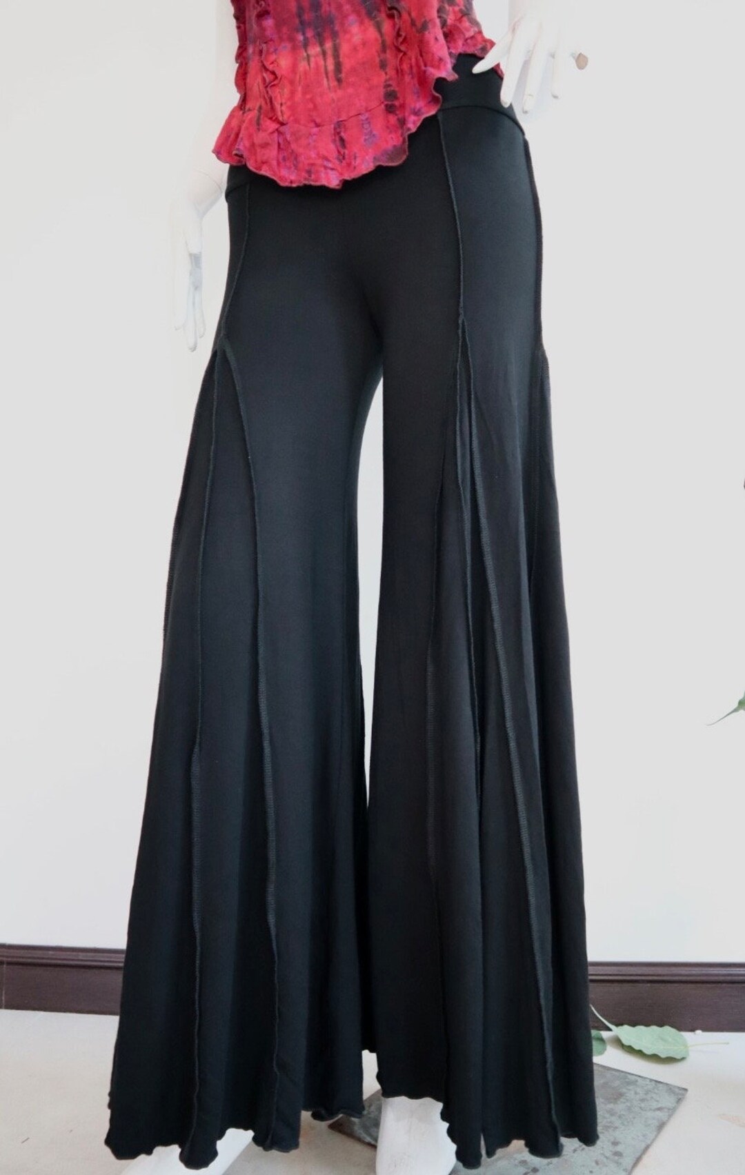 Wide Leg Flared Black Pants Festival / Boho/bell Bottom/wide Leg Pants ...
