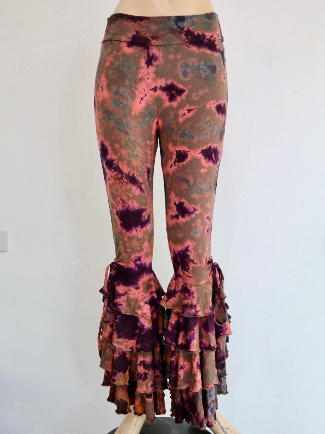 Ruffle Tie Dye Long Pants , Dance Capri, Yoga Pant, Petal Pusher, Clam ...