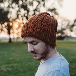 Chunky Knit Fold-over Beanie Hat/cuffed Beanie/handmade Slouchy Beanie ...